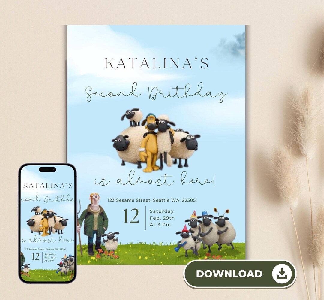 Shaun the Sheep Invite Birthday Celebration Custom Invitation for Boys ...