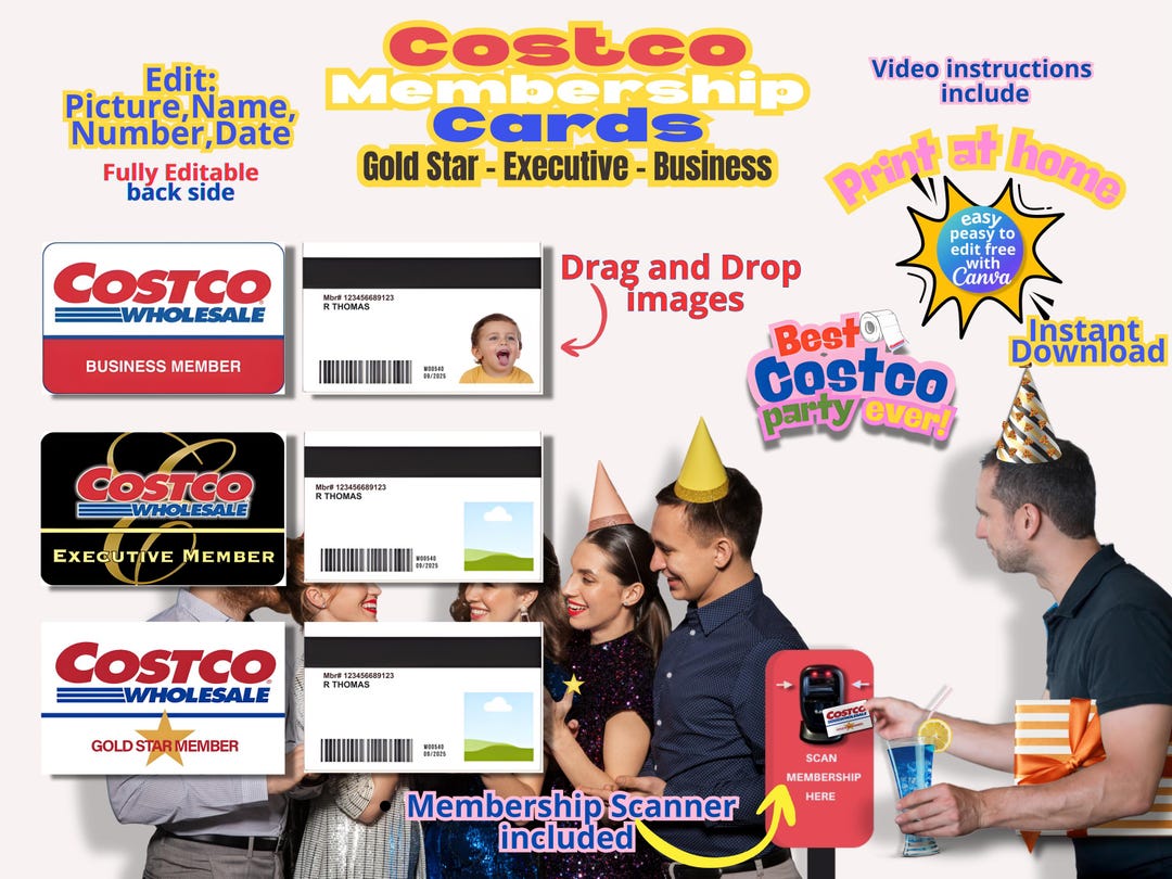 Costco Membership Cards | Warehouse Party Decorations (digital Download ...