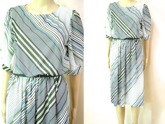 1970s Vintage Osti Striped Summer Tea Dress Mid Length Retro | Etsy