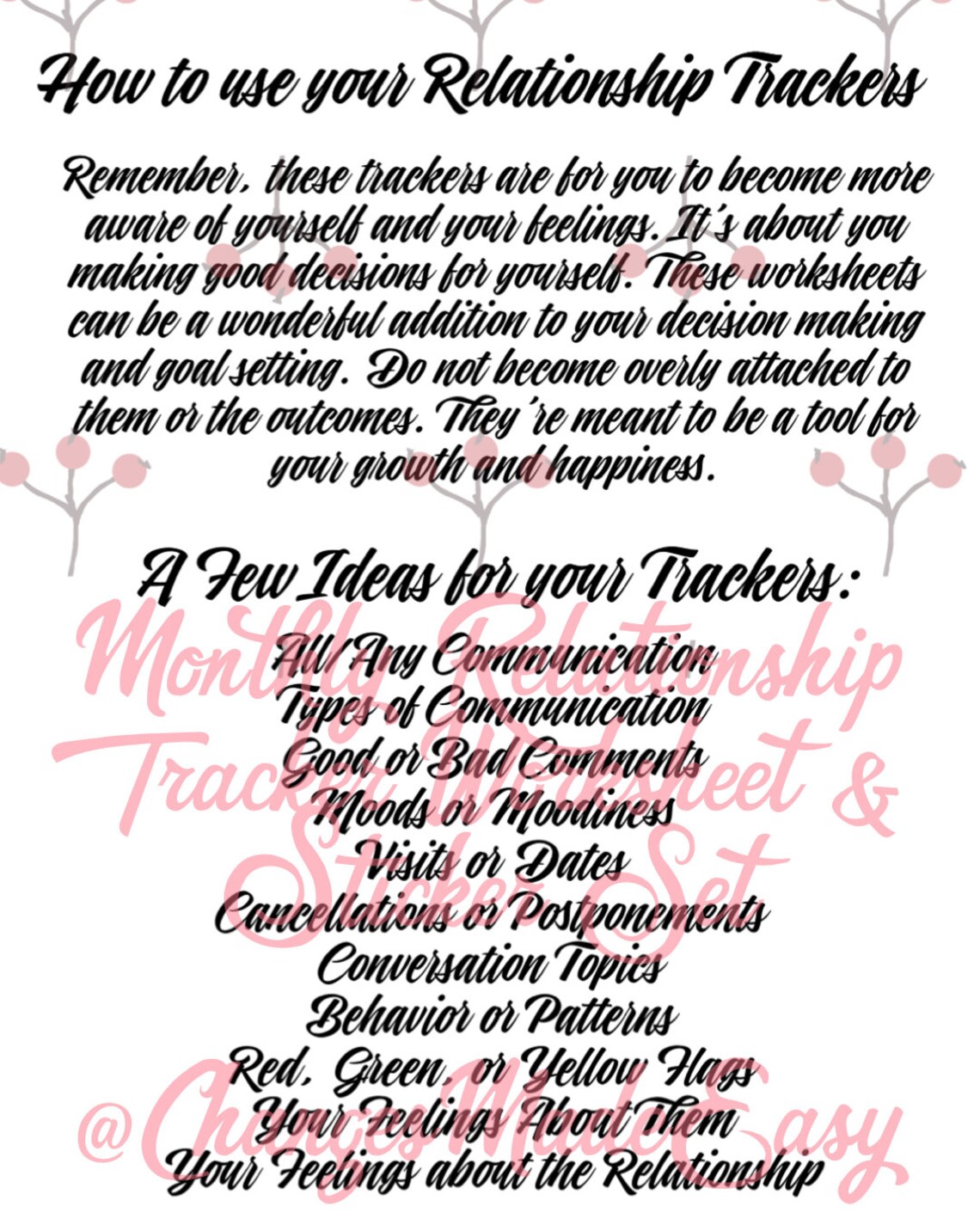 Monthly Relationship Tracker & Sticker Set | Etsy