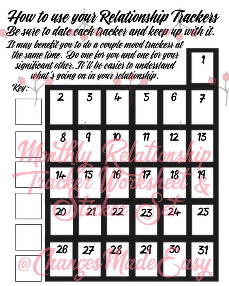 Monthly Relationship Tracker & Sticker Set | Etsy