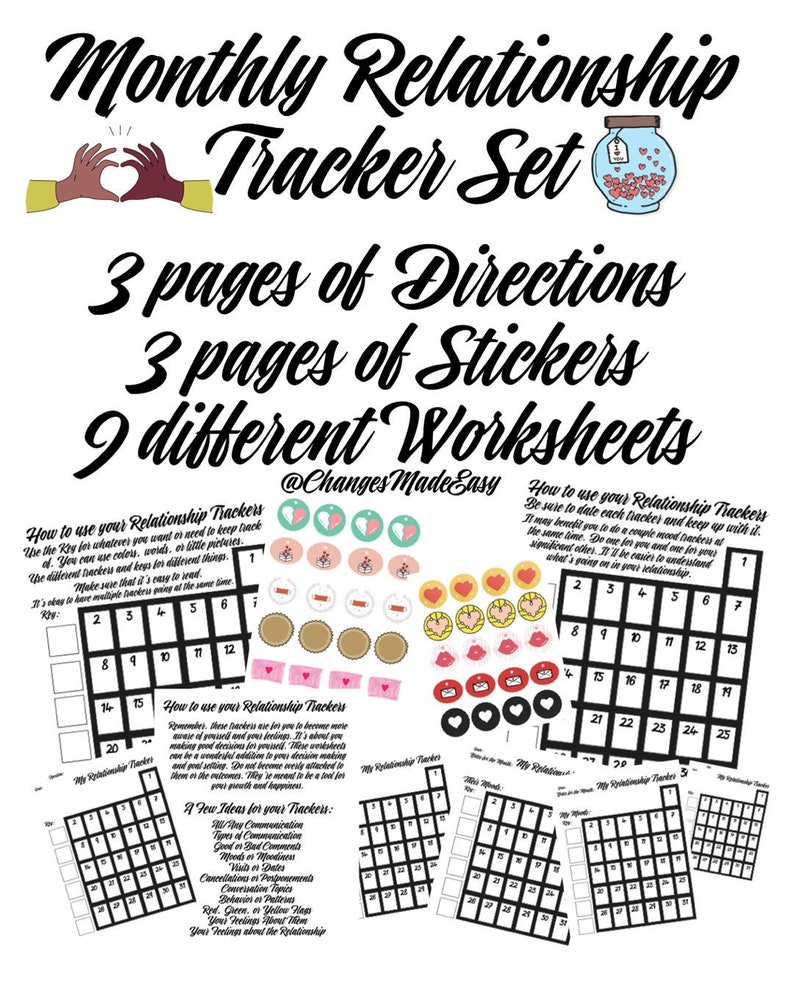Monthly Relationship Tracker & Sticker Set - Etsy