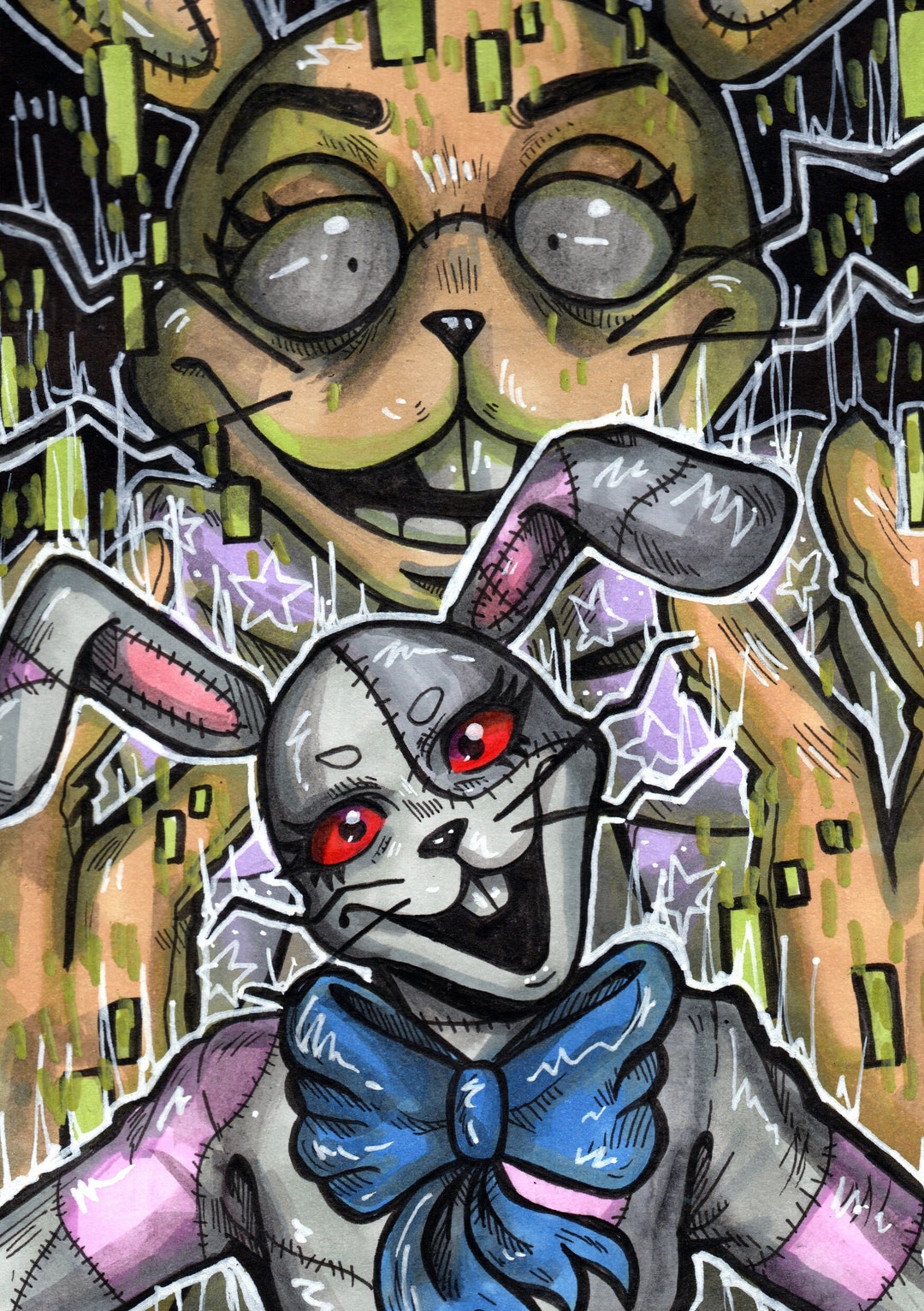 FNAF Vanny and Glitchtrap Art Print 5x7in - Etsy