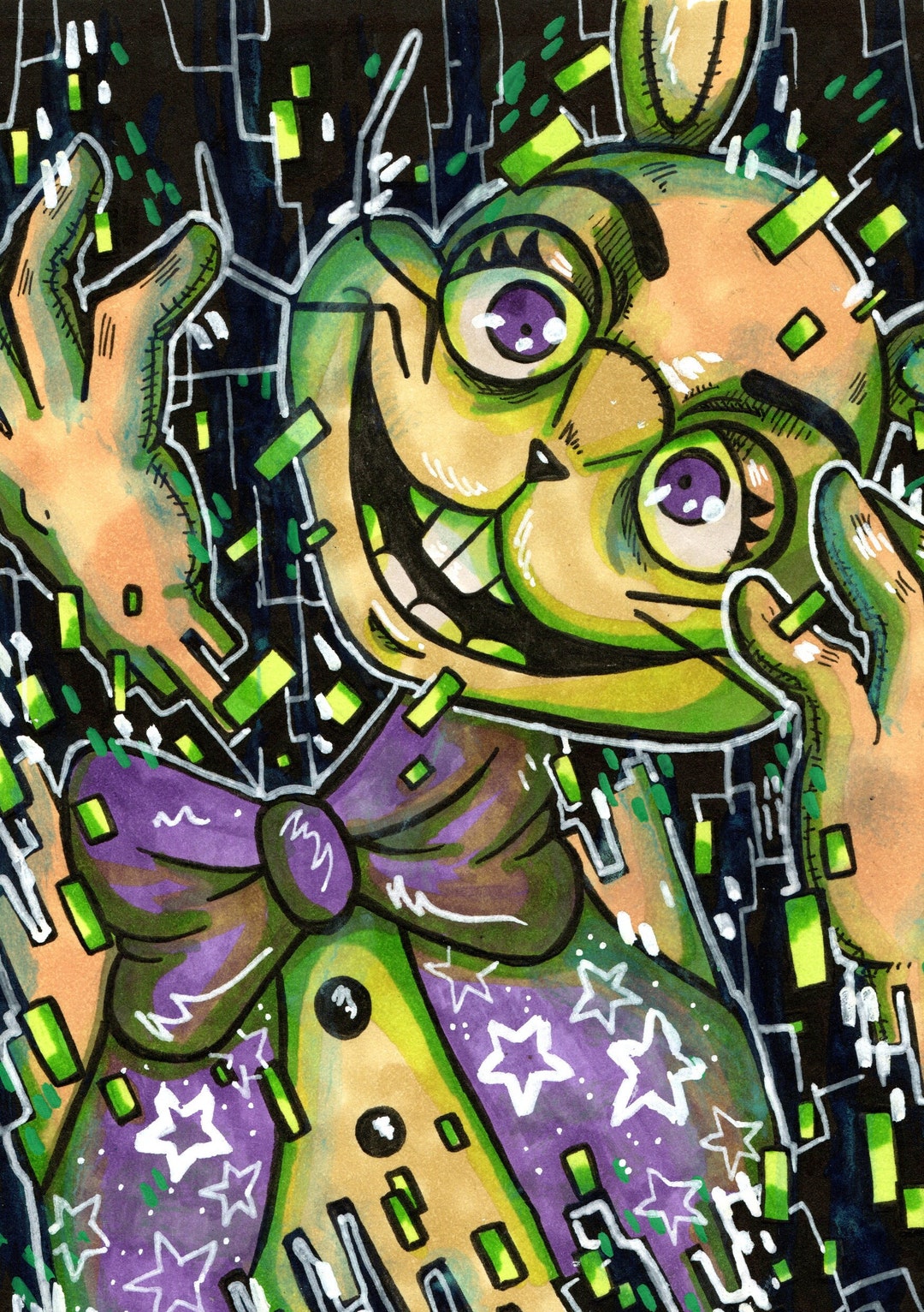 FNAF Glitchtrap V2 Art Print 5x7in - Etsy