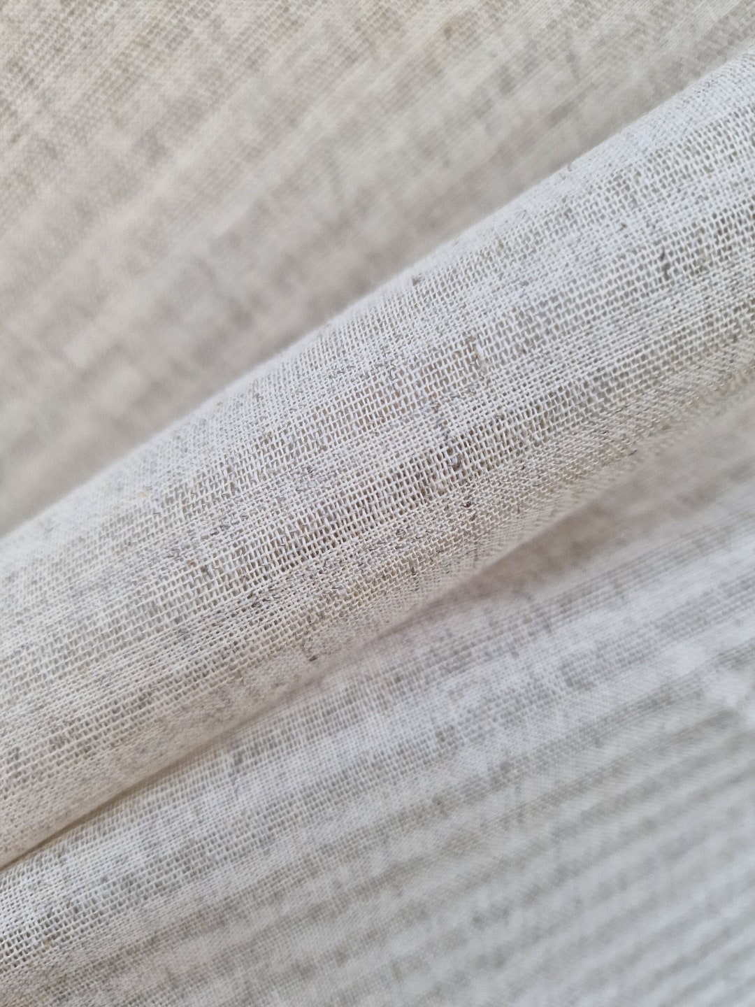 Unbleached Cotton Linen Blend Fabric for Curtains 63 Thin Sheer Undyed ...