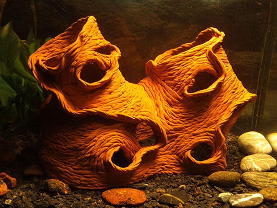 Nature-like Ceramic Rockery Fish Tank Ornament Detailed Cave With Holes ...