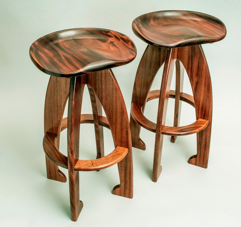 African Mahogany Bar Stools New - Etsy