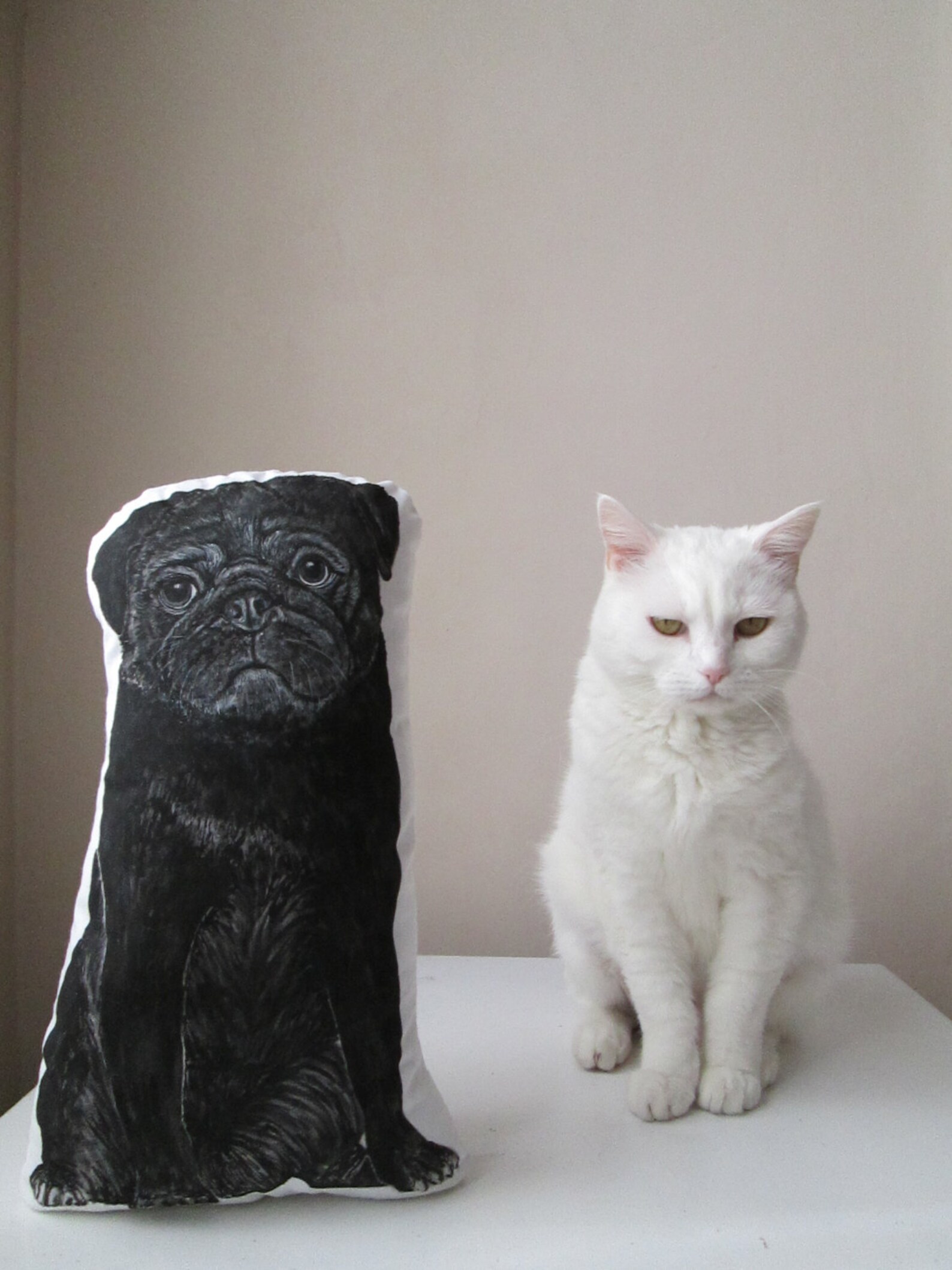 Pug Throw Pillow Real Size Stuffed Animal for Dog Lovers Black | Etsy