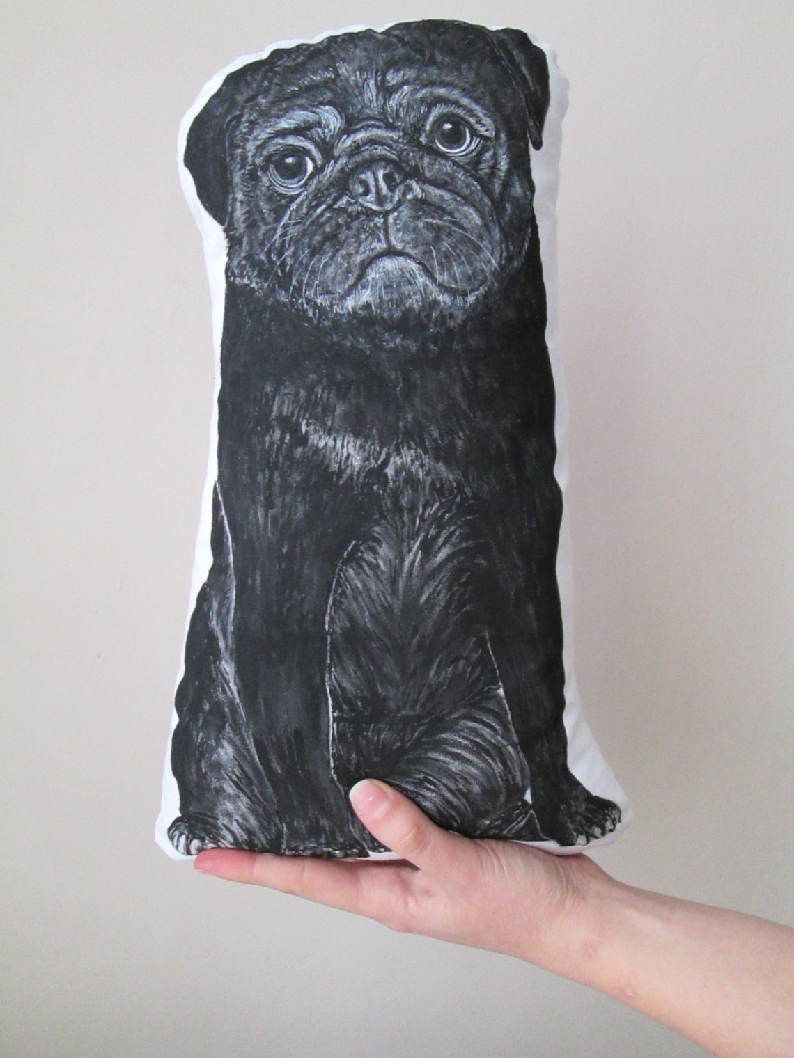 Pug Throw Pillow Real Size Stuffed Animal for Dog Lovers Black | Etsy