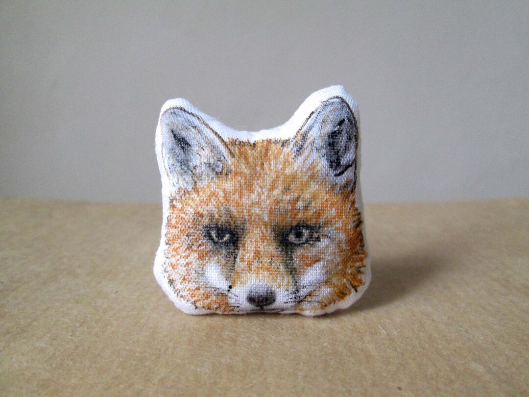 Fox Brooch Hand Painted Fabric Pin Textile Jewelry Kitsune Fox - Etsy