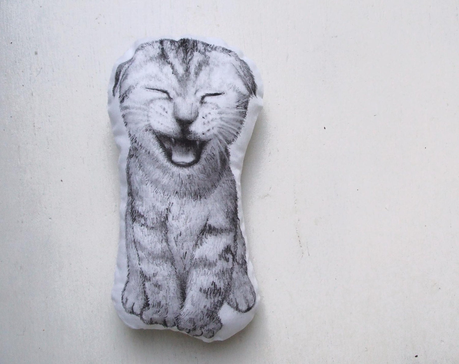 Stuffed Cat Soft Toy Plush Hand Painted Black and White - Etsy