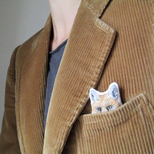 Fox Brooch Hand Painted Fabric Pin Textile Jewelry Kitsune Fox - Etsy