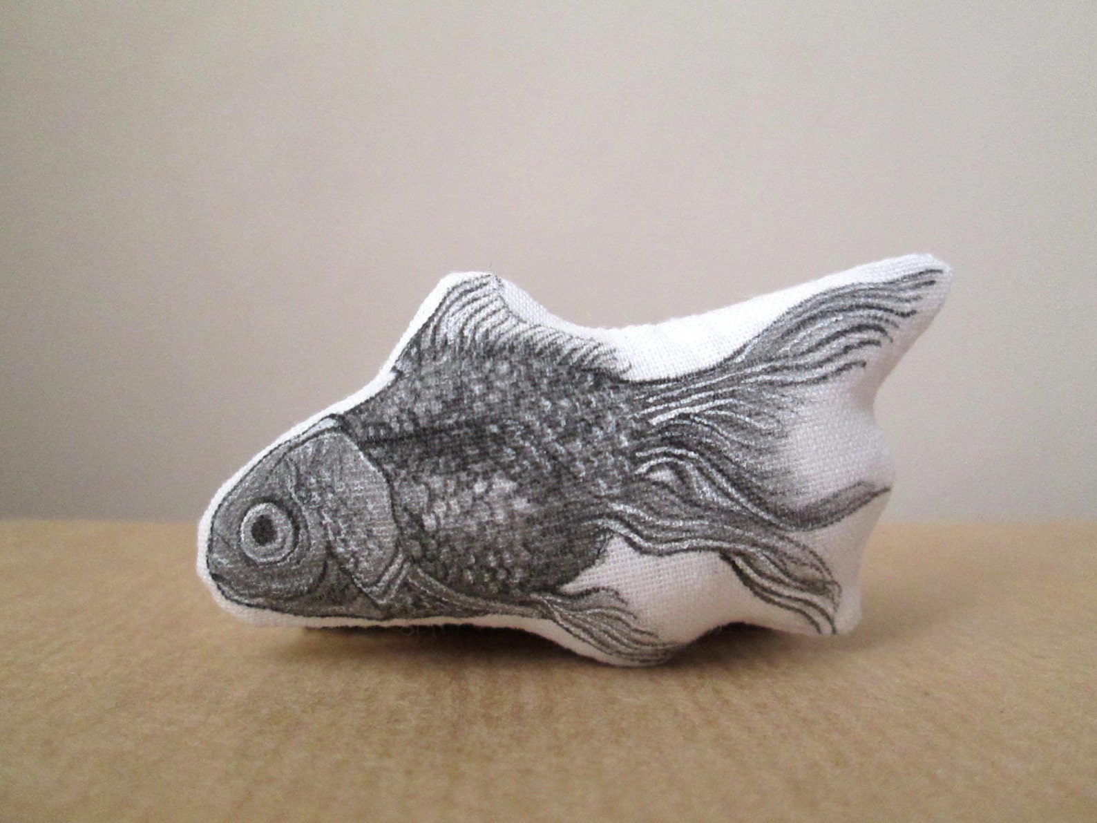 Fish brooch hand painted realistic goldfish black and white | Etsy