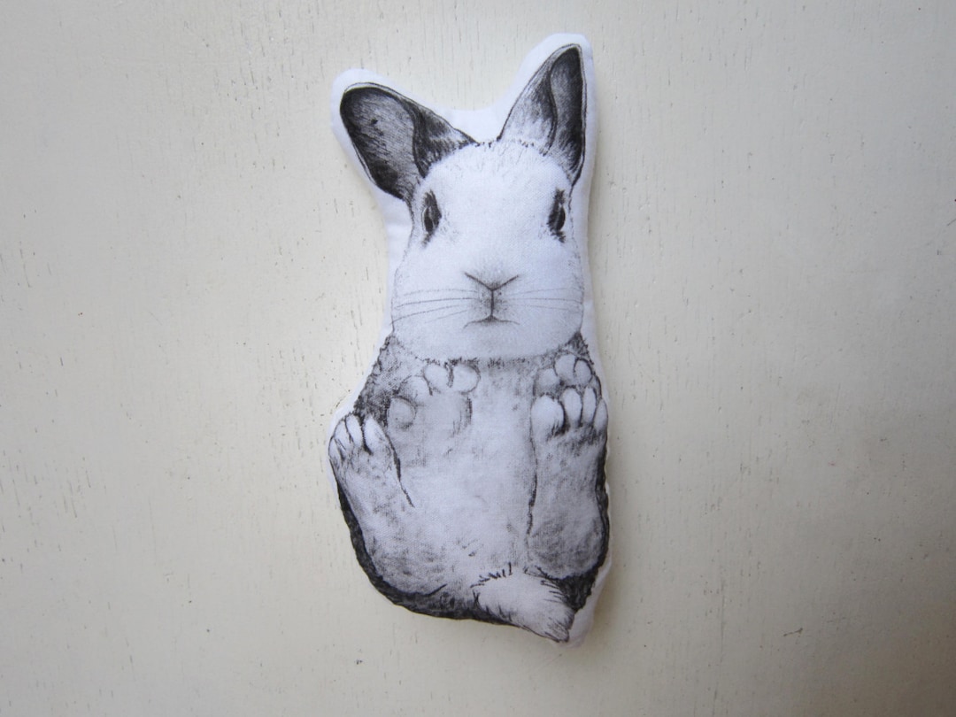 White Bunny Plush Rabbit Soft Toy Animal Totem Cottage Chic Home Decor ...