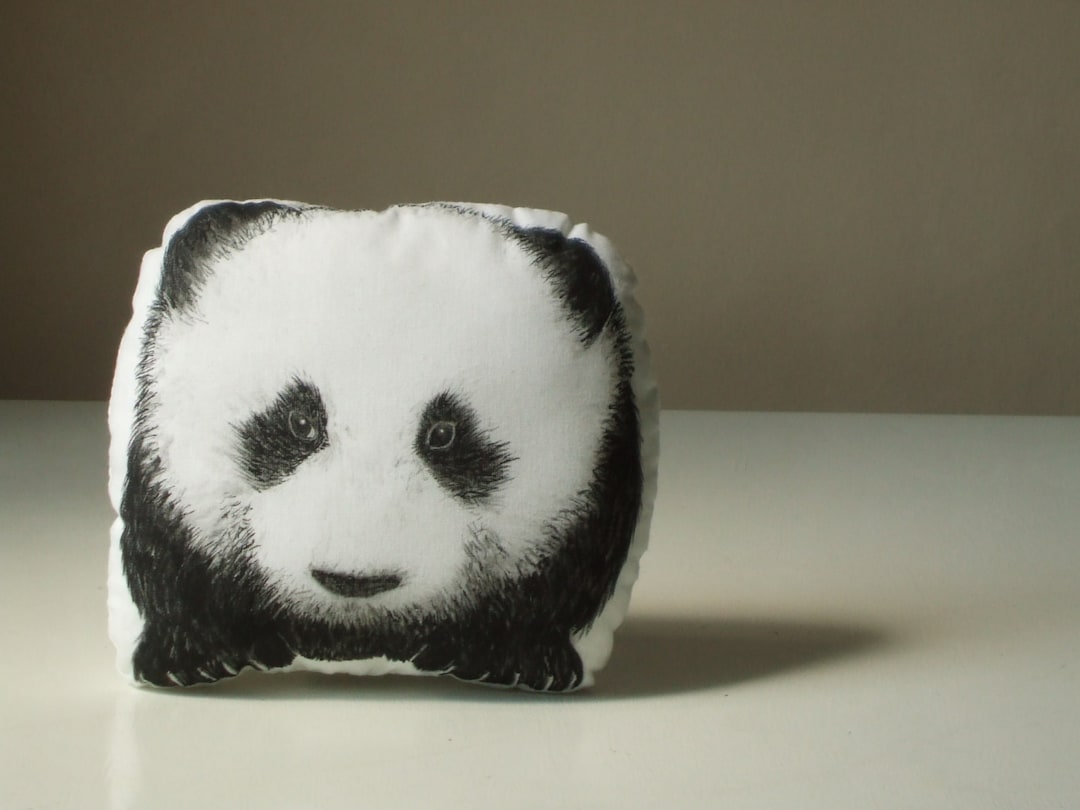 Panda Decorative Pillow Hand Painted Panda Shaped Cushion Black and ...