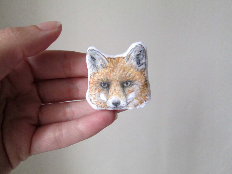 Fox Brooch Hand Painted Fabric Pin Textile Jewelry Kitsune Fox - Etsy