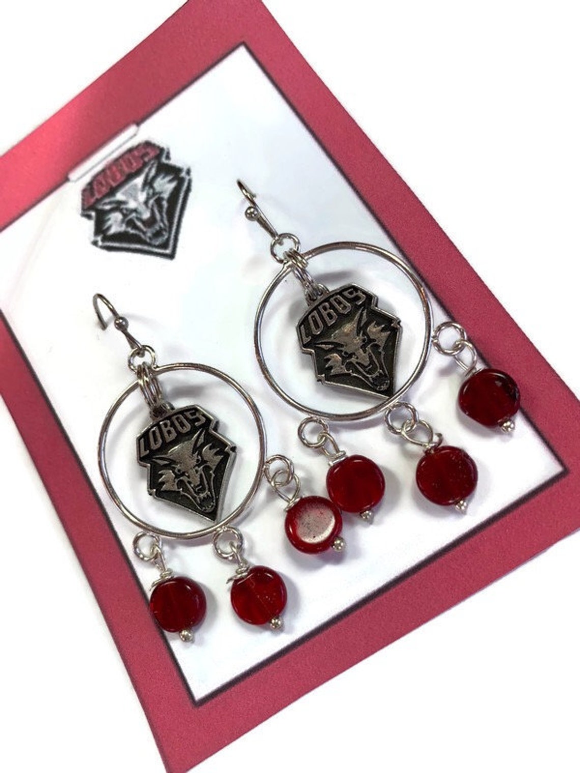 UNM Lobo Chevron Charm Circle Dangle Earrings 20134E - Etsy UK