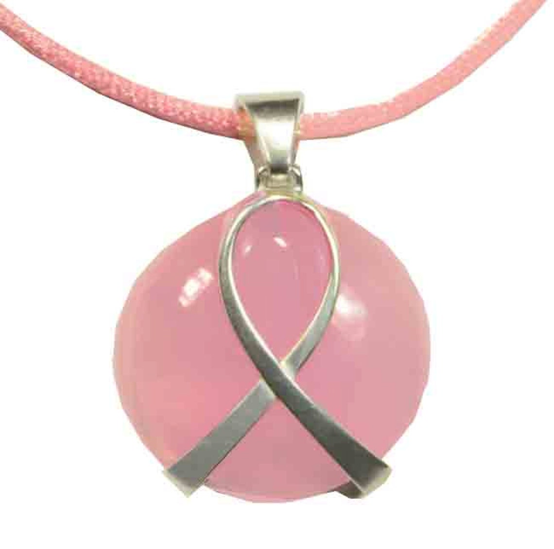 Round Breast Cancer Ribbon Necklace N10310 by Lois Wagner | Etsy