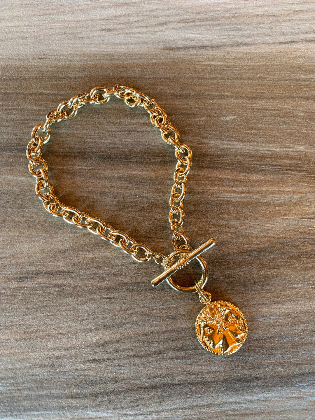 Janus Roman God of Beginnings Gold Plated Toggle Bracelet, Mythology ...