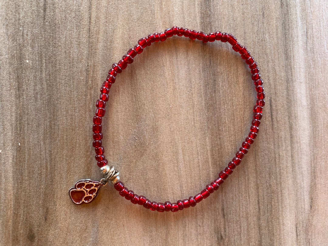 UNM Lobos Red Paw Adjustable Easy on Anklet - Etsy