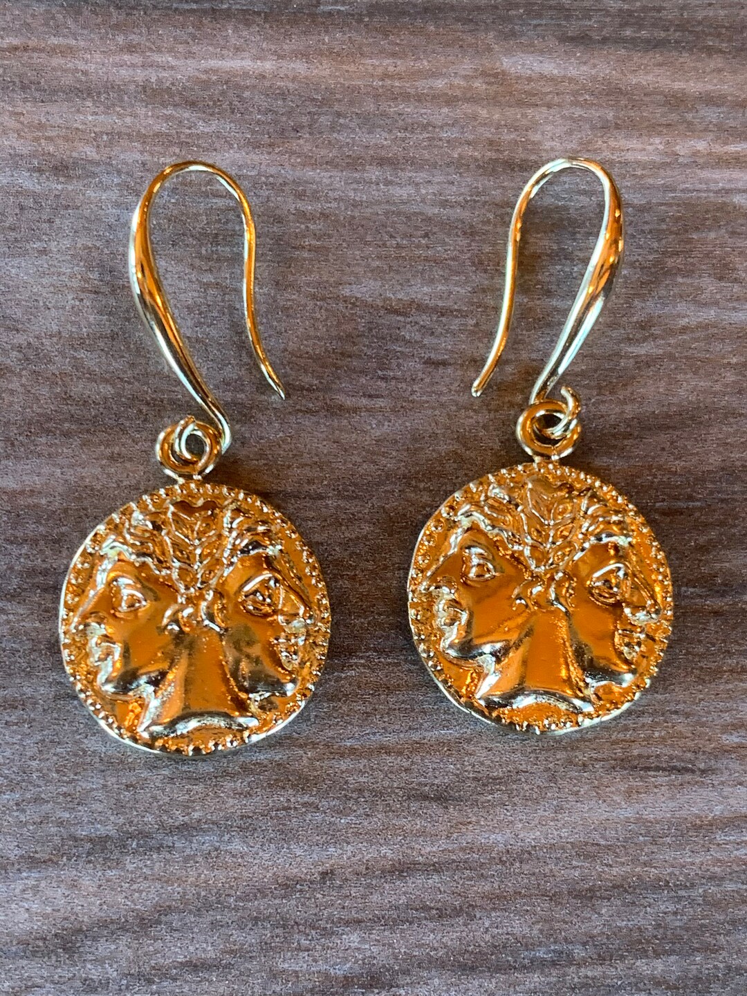 Janus Roman God of Beginnings Gold Plated Earrings, Ancient Mythology ...