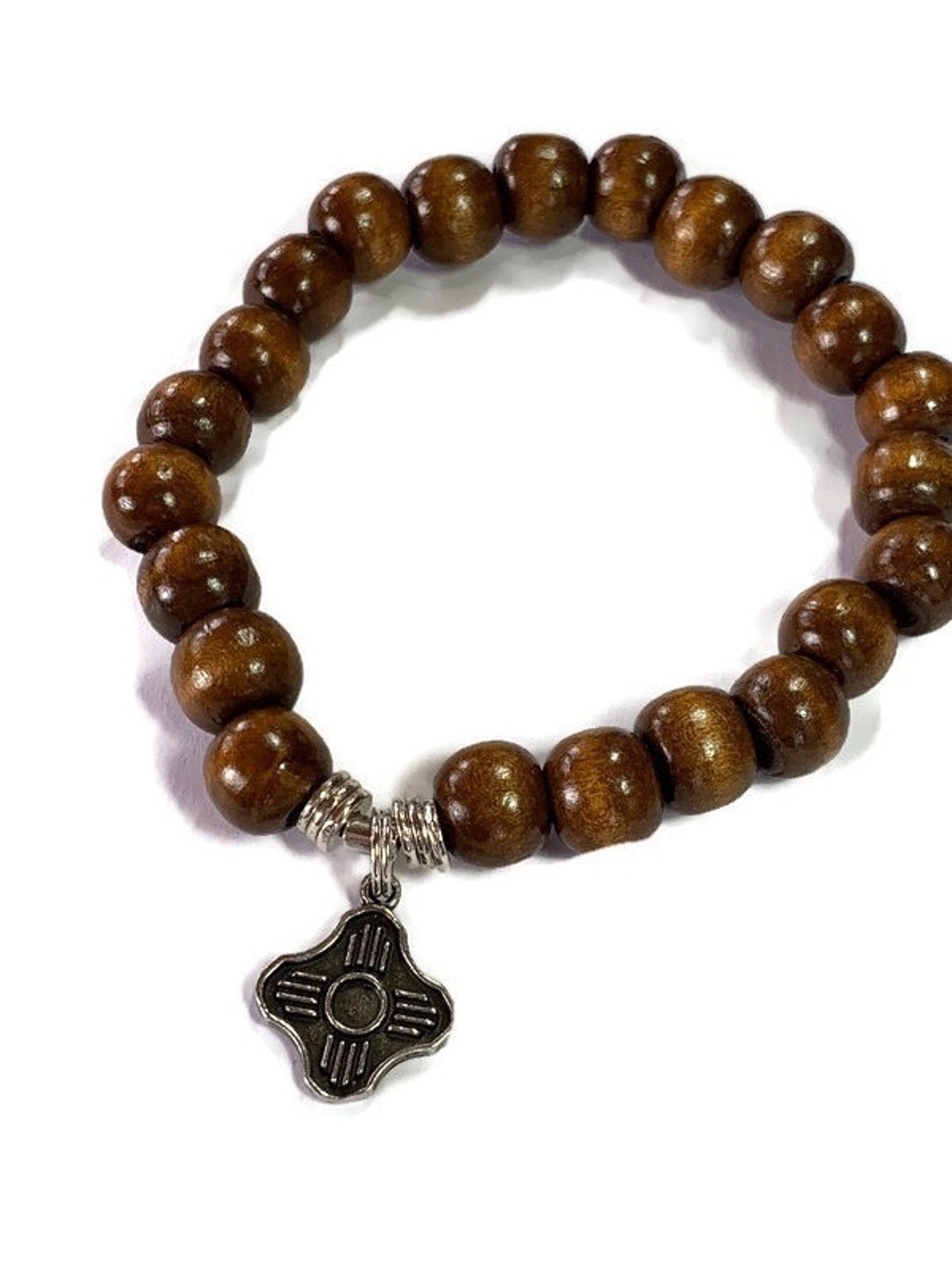 New Mexico Zia Symbol Wood Stretch Bracelet, UNM Licensed Charm Jewelry ...