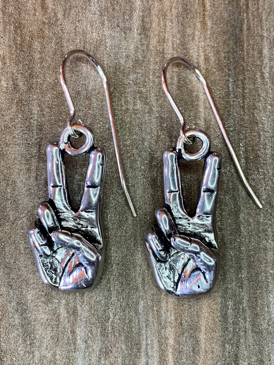 Peace Sign Hand Symbol Earrings, ASL Peace Hand Gesture Jewelry, Best Friend Gifts, Boho Wife ...