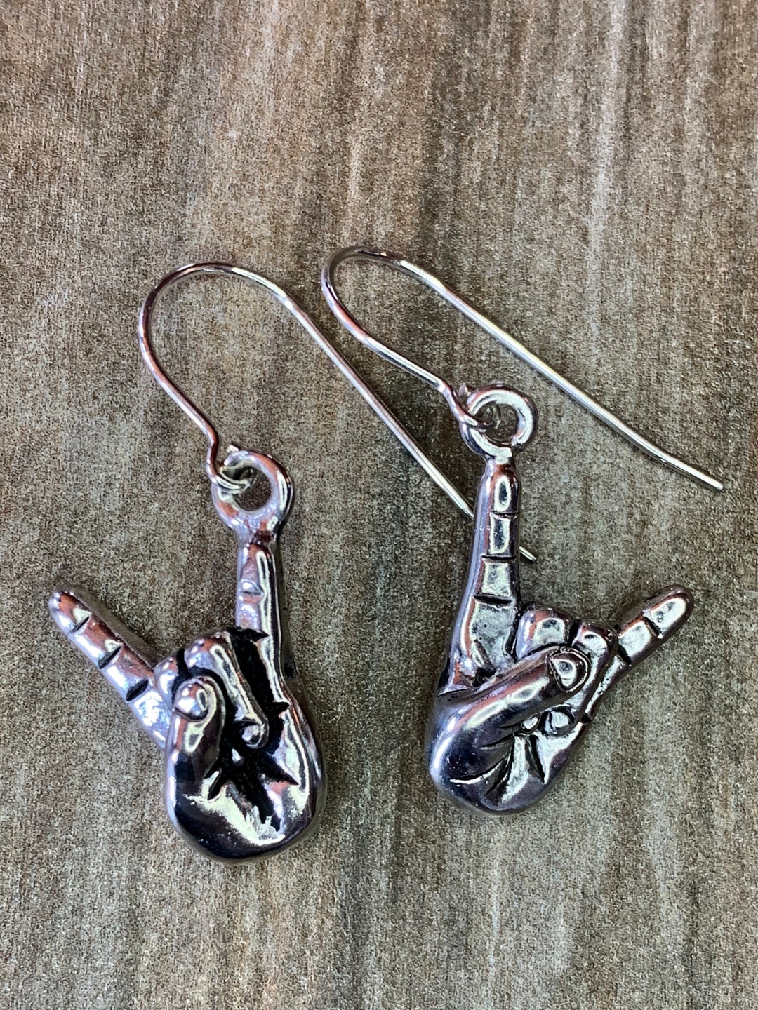 Rock on Hand Symbol Earrings,asl Rock and Roll Hand Gesture Jewelry, Christmas Present, Gift for ...