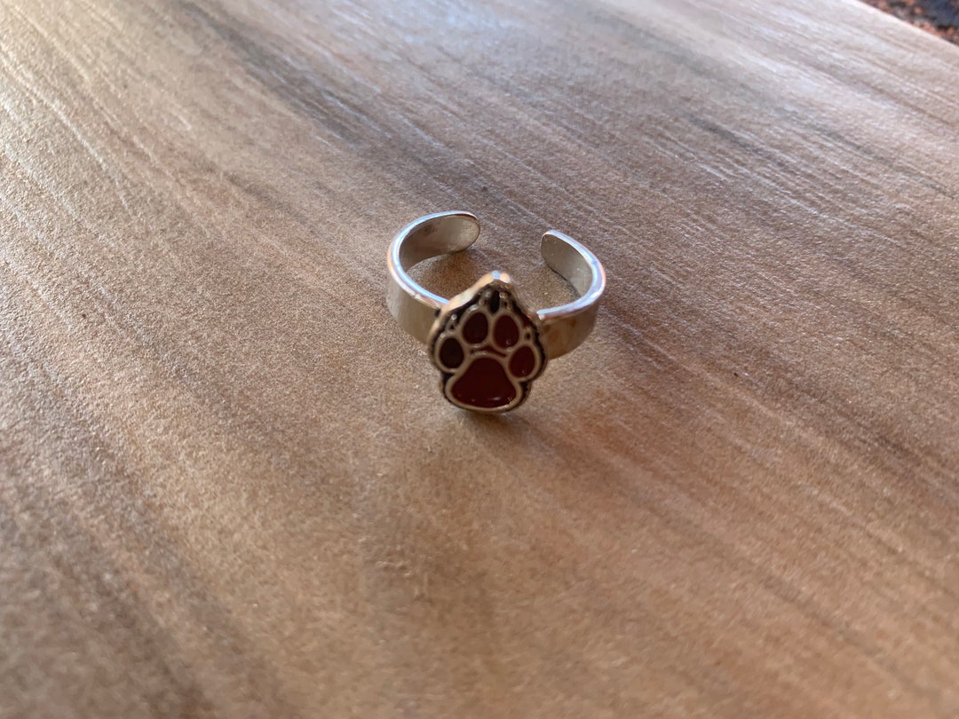 UNM Lobo Red Paw Adjustable Ring - Etsy