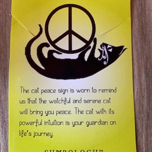 Cat Peace Sign Necklace, Kitty Jewelry, Feline Charm, Gift for Her ...