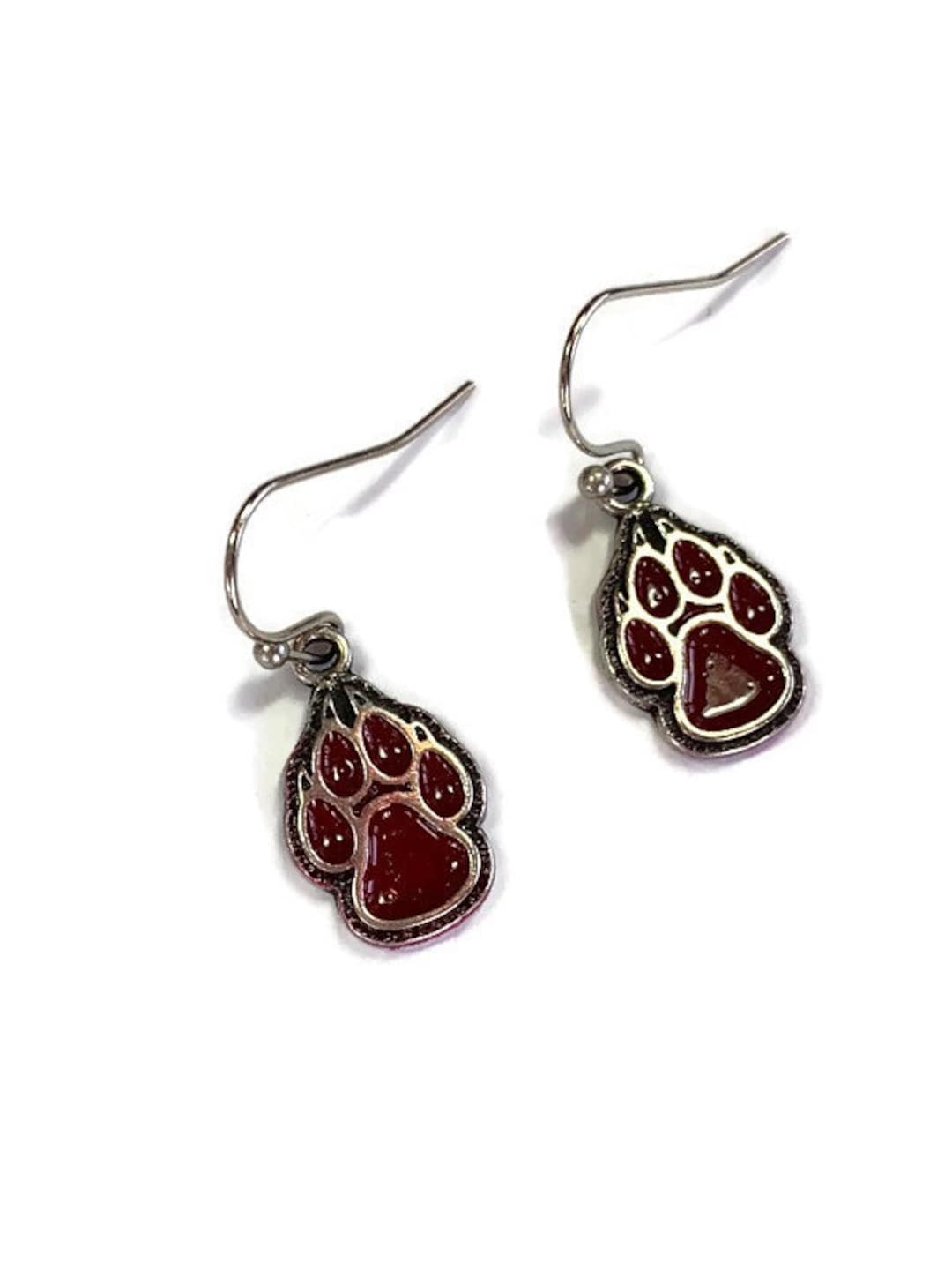 UNM Lobos Red Paw Earrings, UNM Licensed Wolf Charm Jewelry, Gift for ...