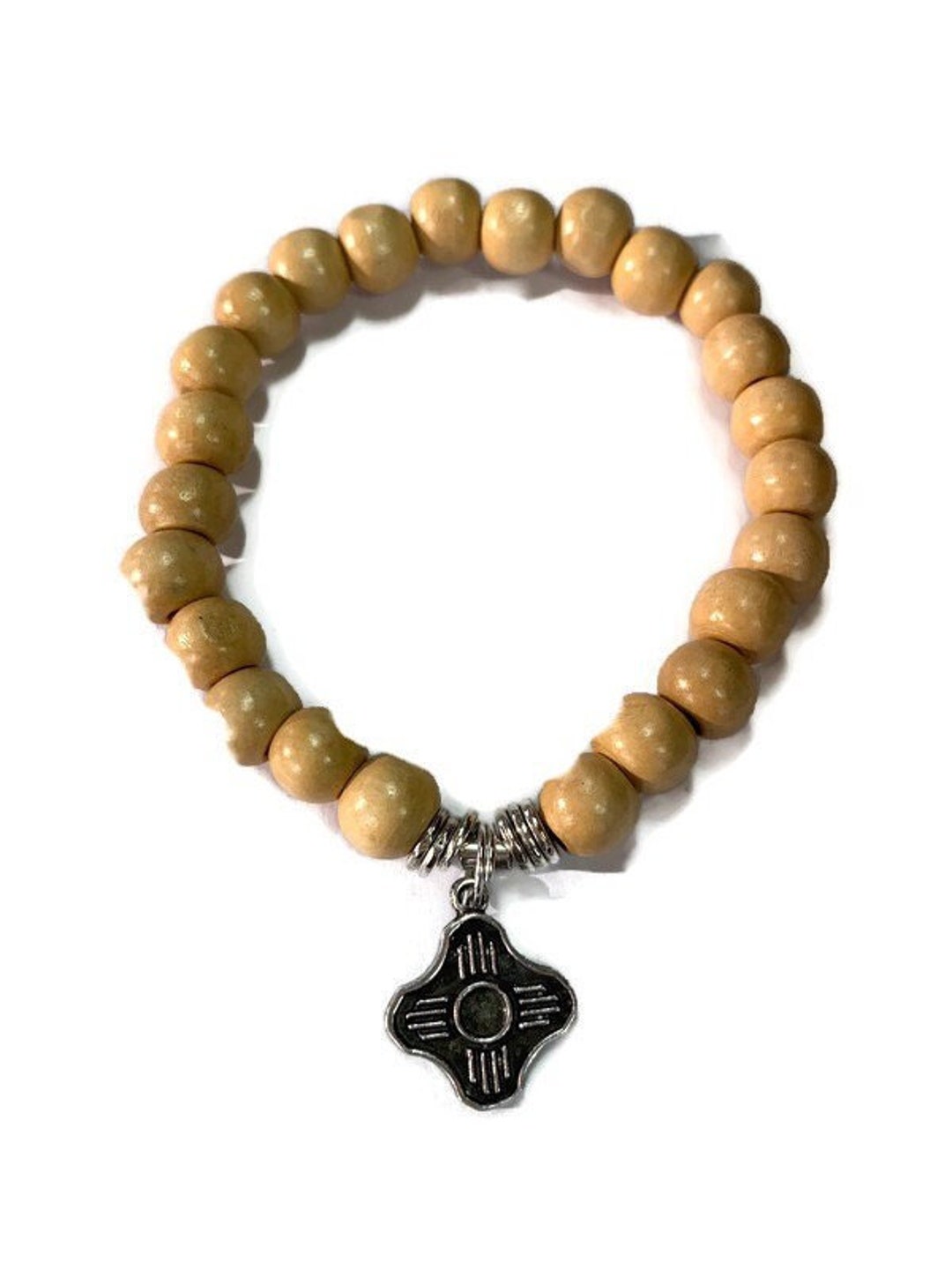 New Mexico Zia Symbol Light Wood Stretch Bracelet, UNM Licensed Charm ...