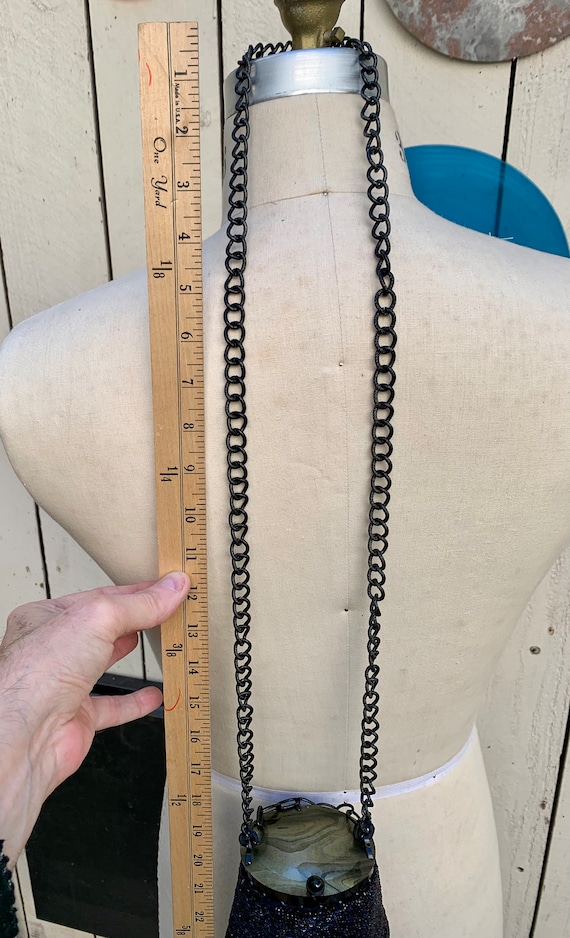 Antique Victorian/20’s Beaded Crochet Reticule Purse - Gem