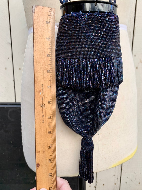 Antique Victorian/20’s Beaded Crochet Reticule Purse - Gem