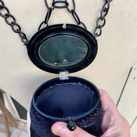 Antique Victorian/20’s Beaded Crochet Reticule Purse - Gem