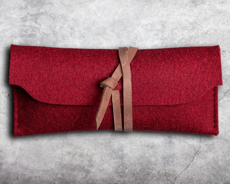 Wool Felt Glasses Case: Genuine Felt + Leather for Men & Women, Small ...