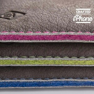 IPhone Leather Case Gray, Colored Felt Lining, Suitable for Apple - Etsy