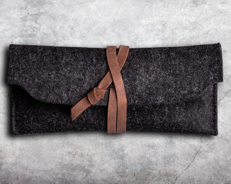 Wool Felt Glasses Case: Genuine Felt + Leather for Men & Women, Small ...