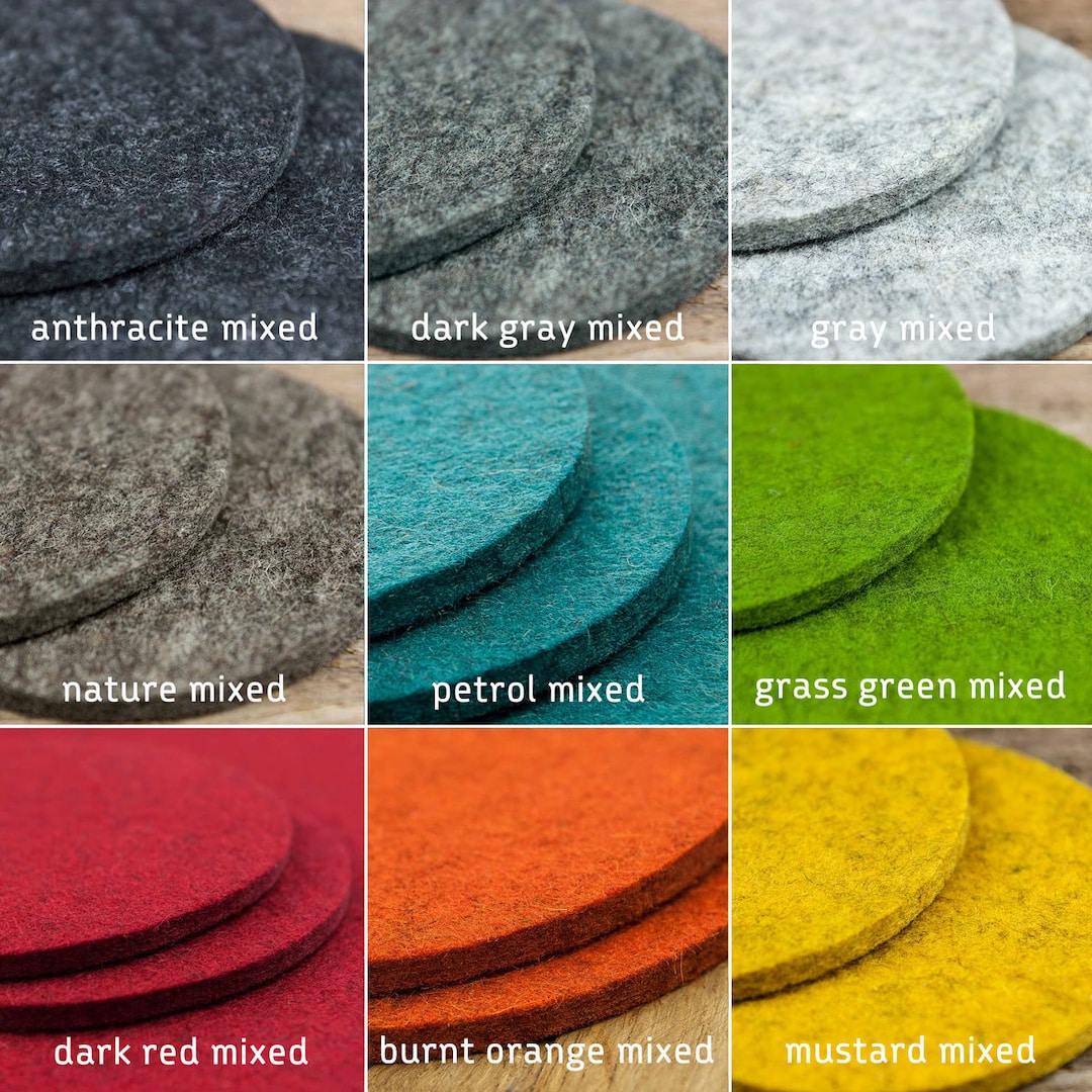 Round Coasters Felt Ø 10 Cm 5 Mm Thick | Wool | Housewarming Small Gift ...