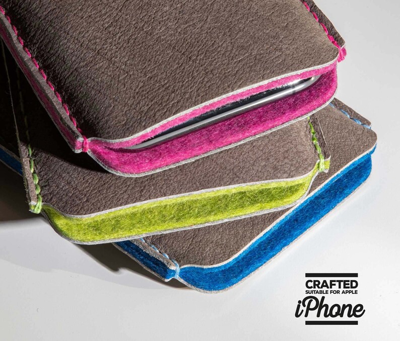 IPhone Leather Case Gray, Colored Felt Lining, Suitable for Apple - Etsy