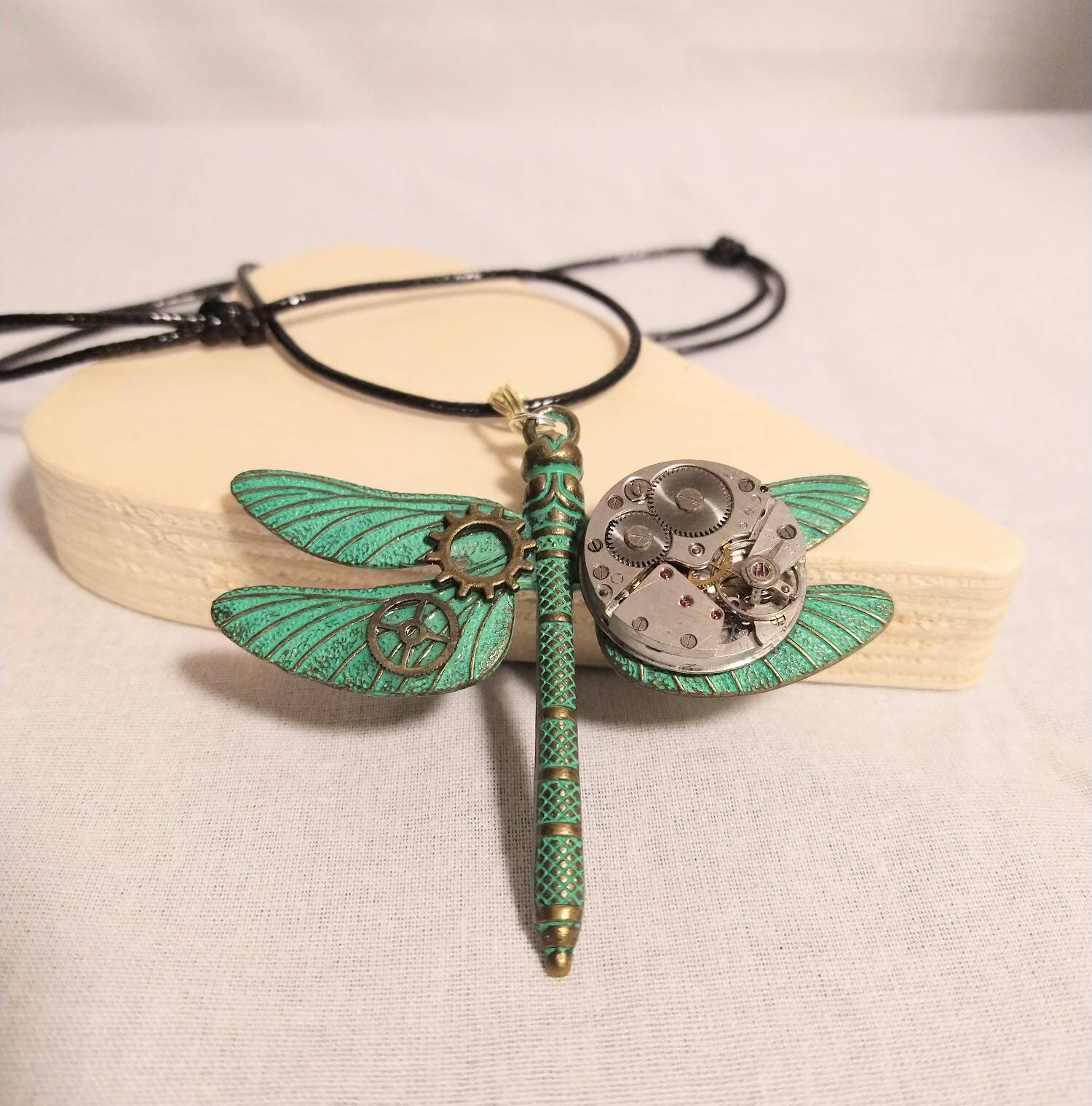 Dragonfly W/patina Steampunk Necklace Ethnic Punk Gothic - Etsy