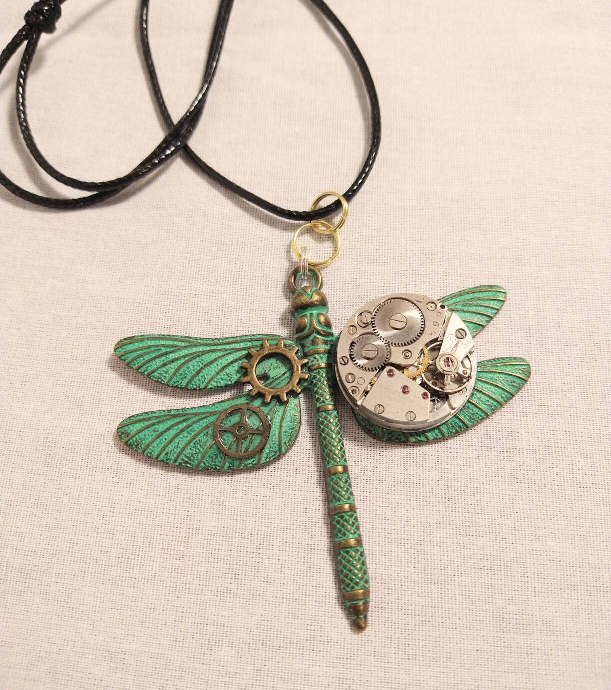 Dragonfly W/patina Steampunk Necklace Ethnic Punk Gothic - Etsy