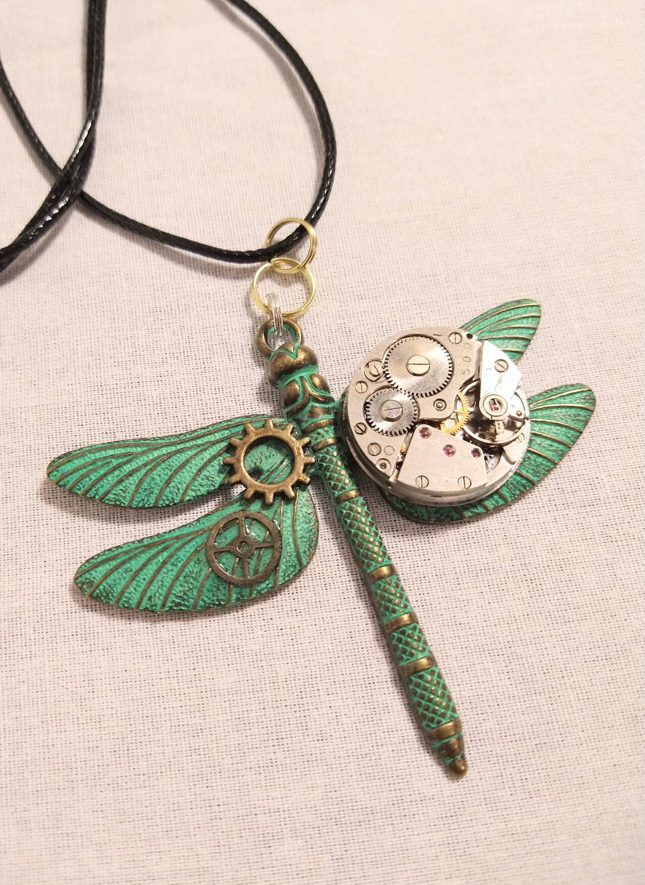 Dragonfly W/patina Steampunk Necklace Ethnic Punk Gothic - Etsy