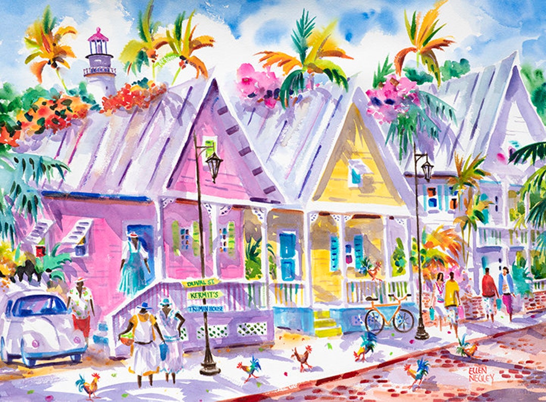 Key West Art, Original Watercolor Painting, Negley Watercolors, Florida ...