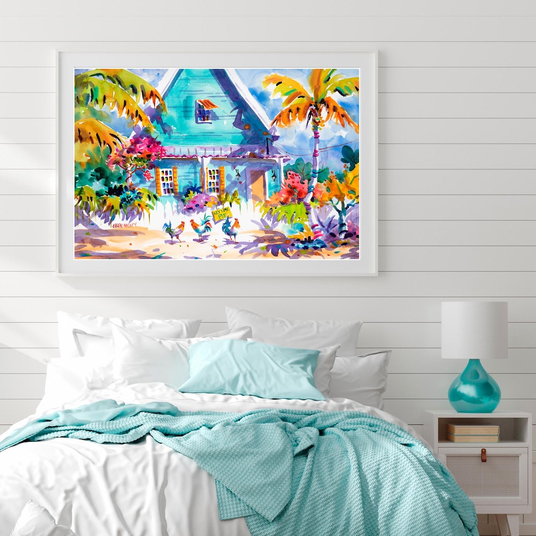 Key West Cottage Art, Key West Rooster Wall Art, Key West Chicken Print ...
