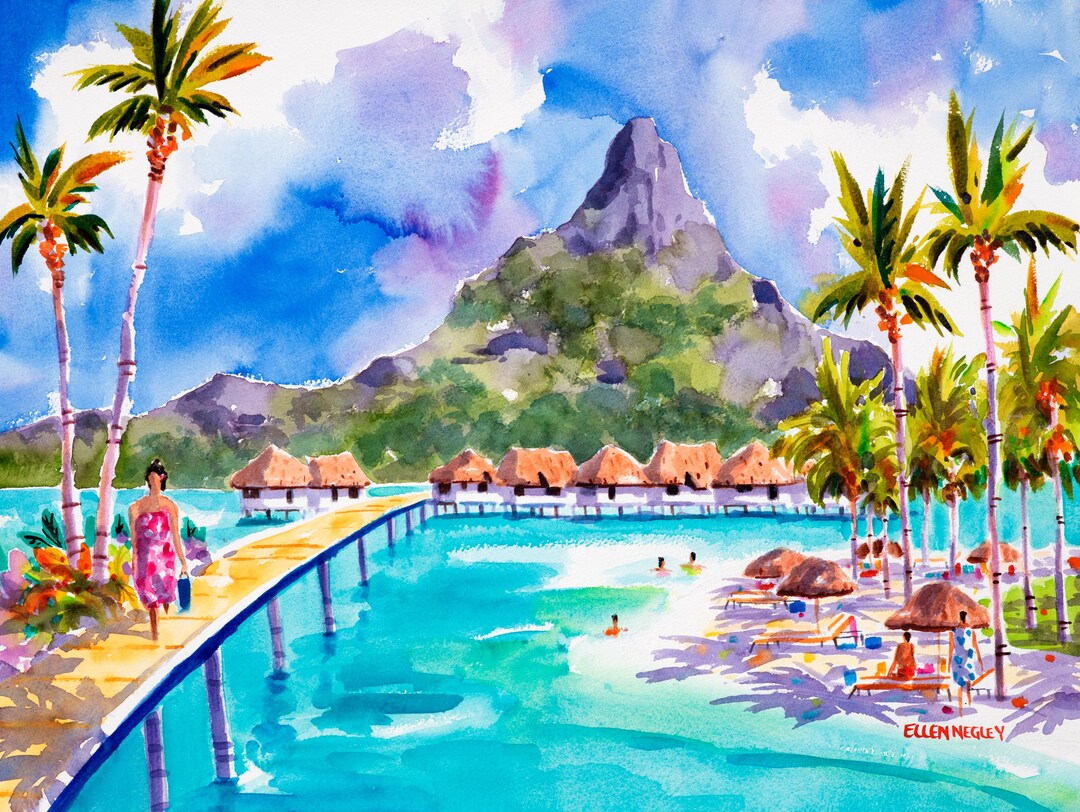 Bora Bora Art Print, Tropical Wall Art, Hawaiian Canvas, French ...