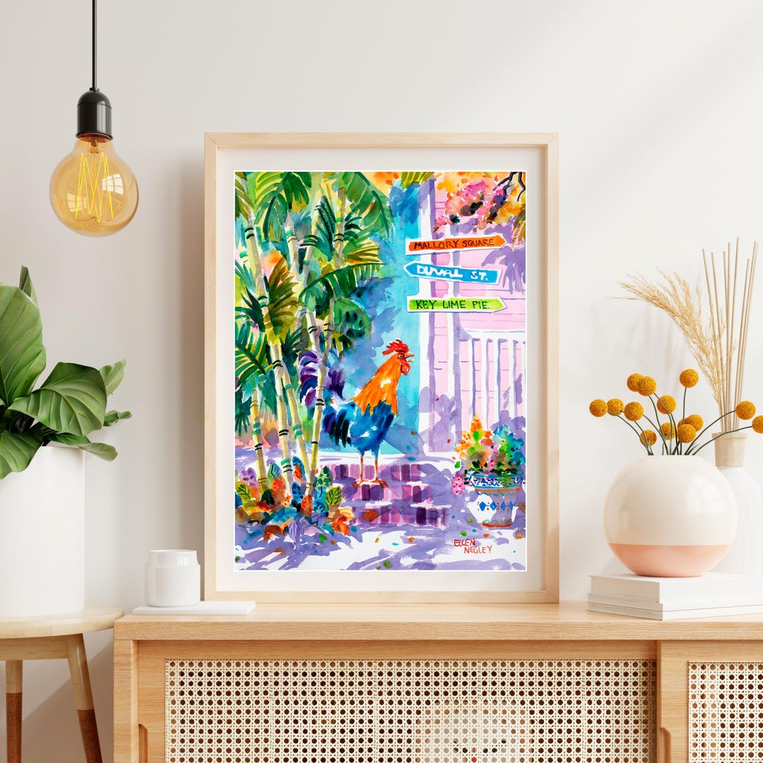 Key West Rooster Art, Key West Art, Key West Painting, Mallory Square ...