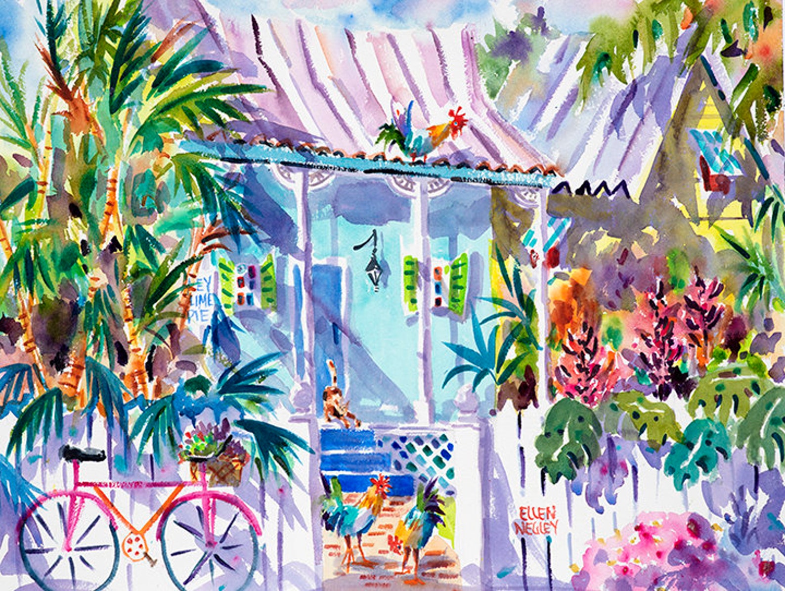 Key West Art, Original Watercolor Painting, Negley Watercolors, Florida ...