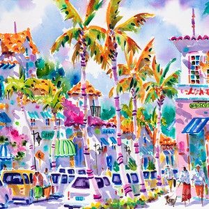 Palm Beach Art, Florida Art Print, Palm Tree Wall Art, Watercolor Print ...