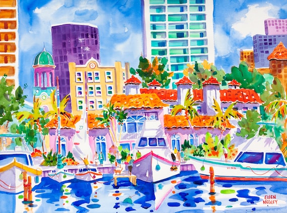 St. Petersburg Print St. Pete Art Painting Florida - Etsy